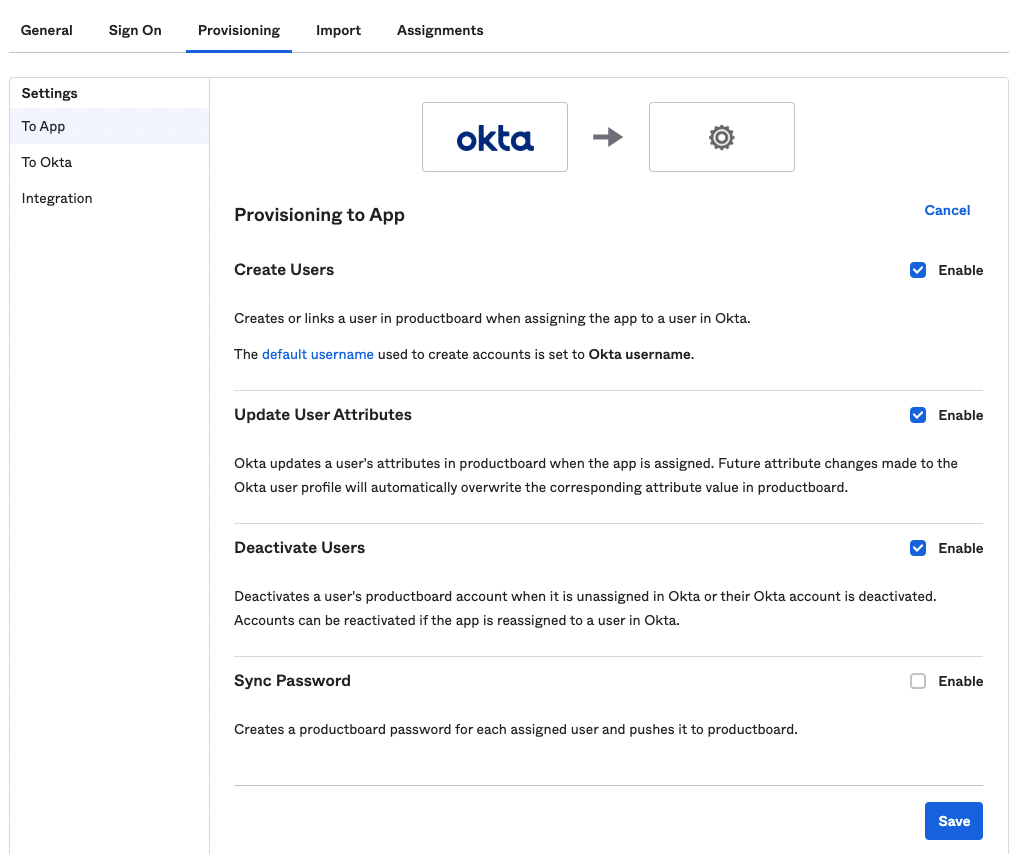 Setting up SCIM provisioning with OKTA – Productboard Support