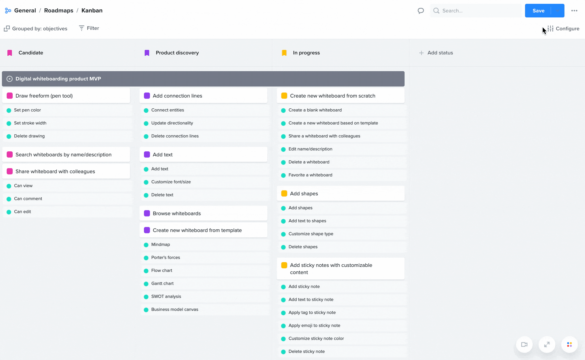 (Legacy) Create a Kanban roadmap – Productboard Support