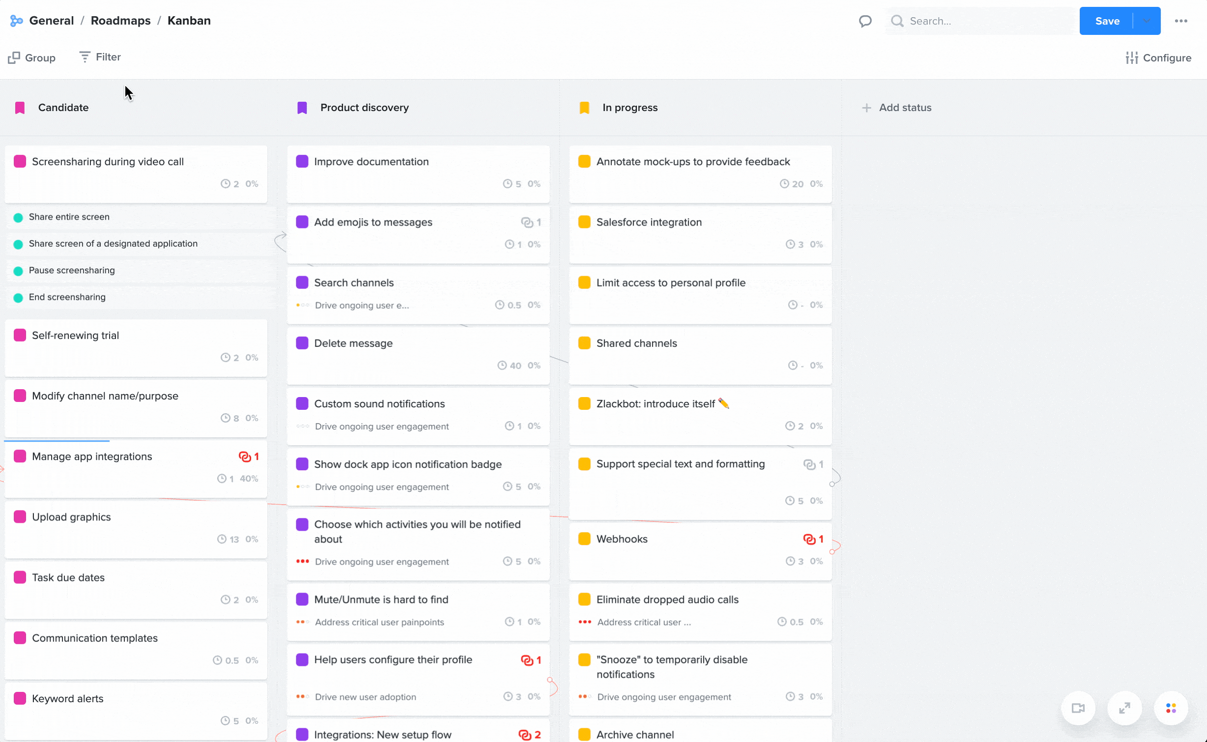 (Legacy) Create a Kanban roadmap – Productboard Support