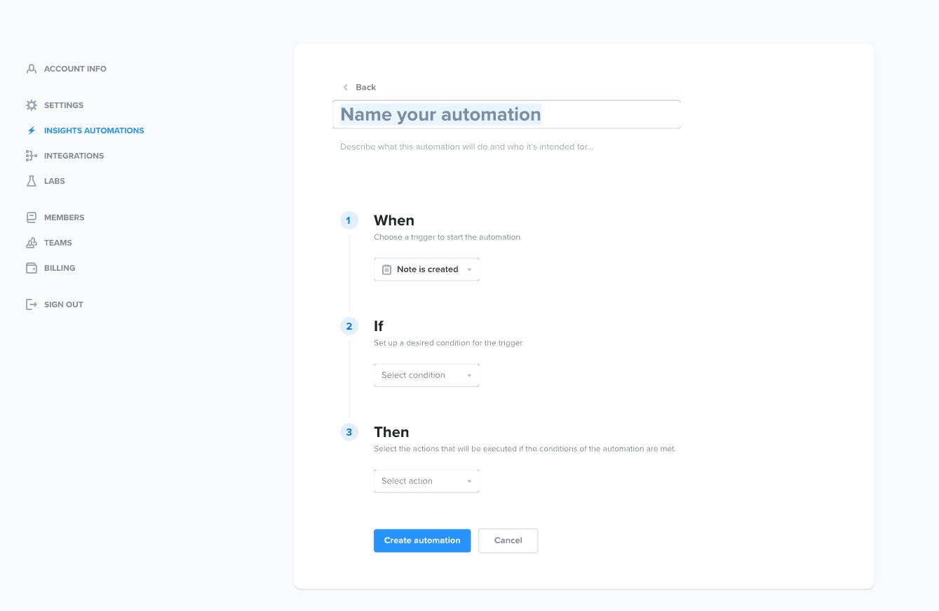 Use insights automations to create triage rules – Productboard Support