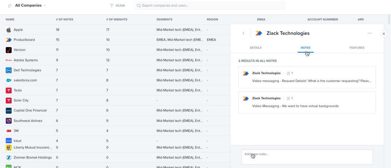 Using the Customers board to see related customer context ...