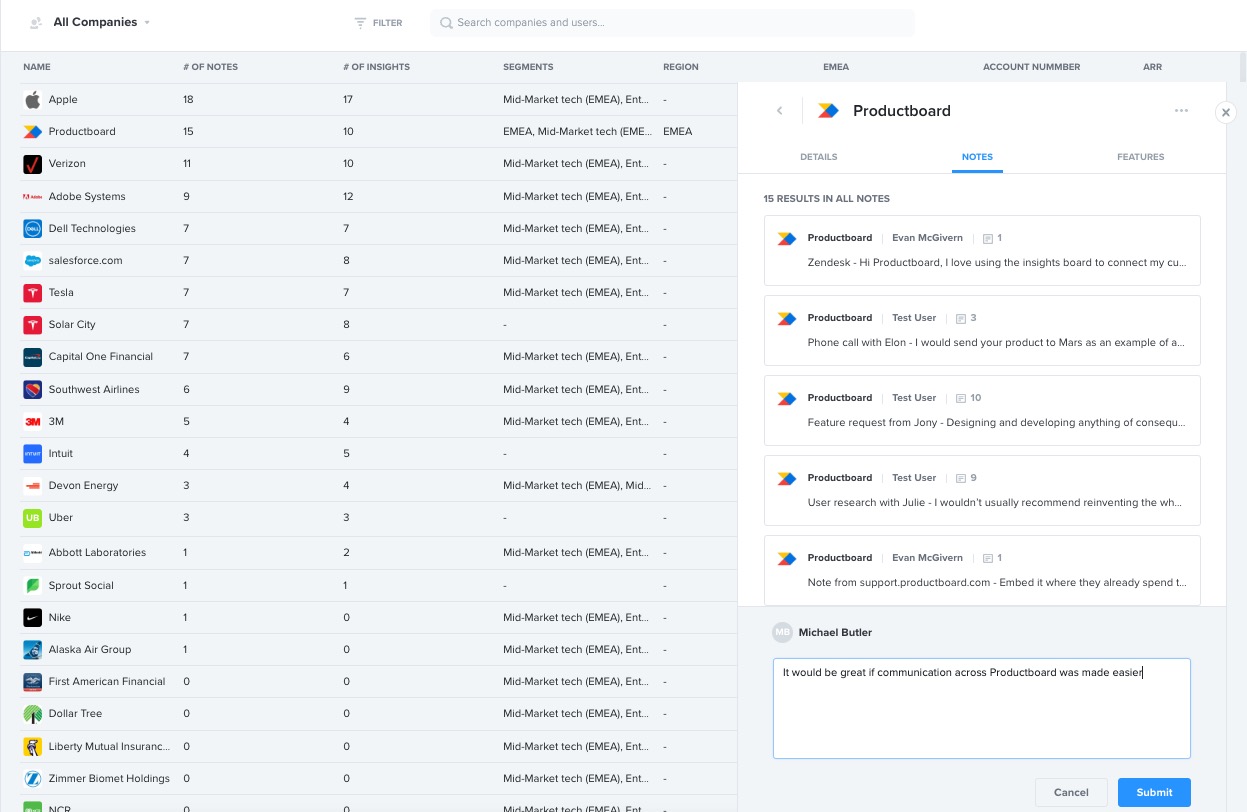 Using the Customers board to see related customer context ...