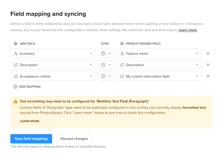 Mapping fields between Jira and Productboard – Productboard Support