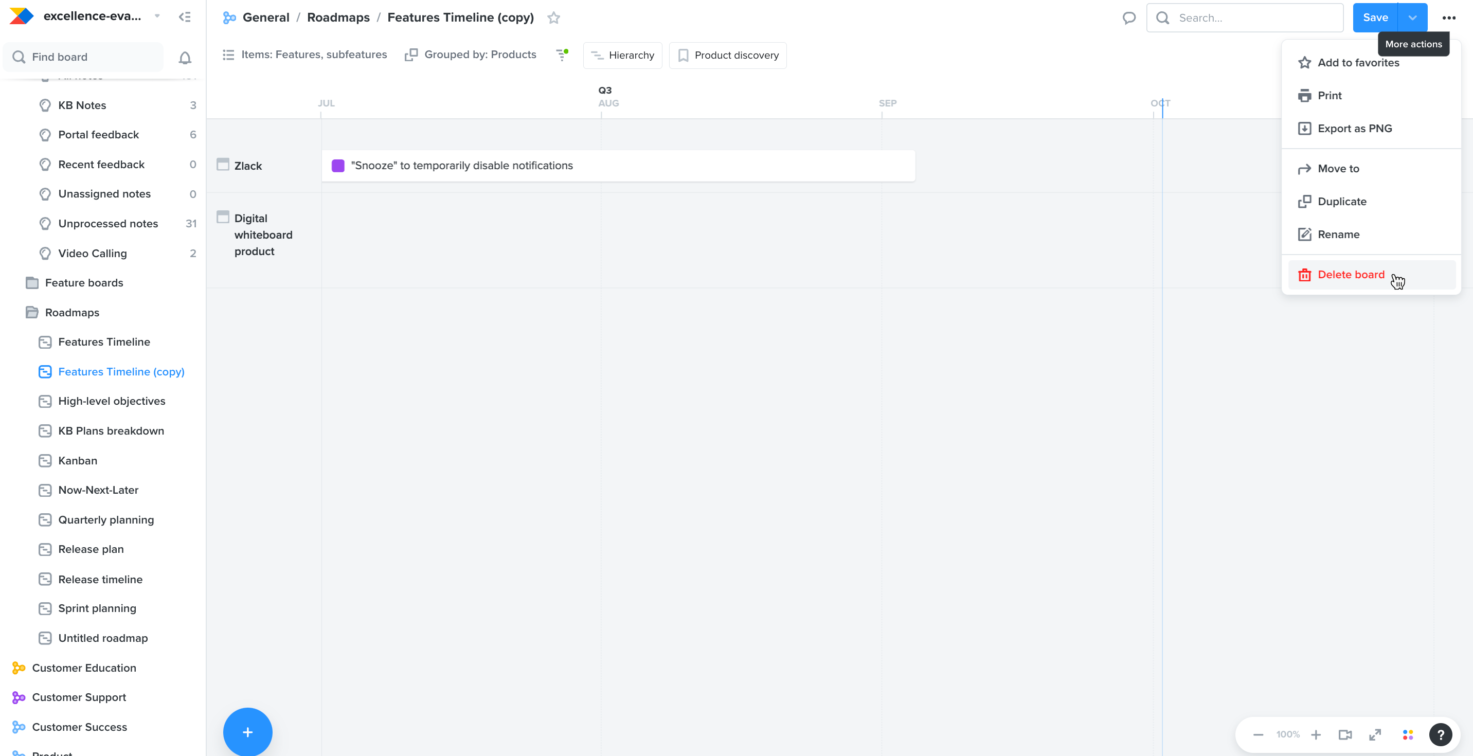 How to delete a board in your Productboard workspace – Productboard Support
