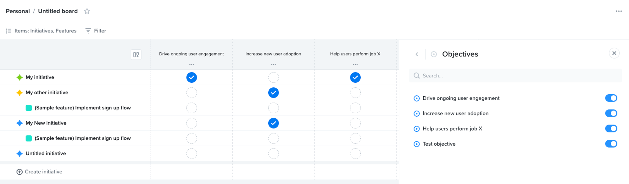 Grid boards: Planning and prioritization management – Productboard Support