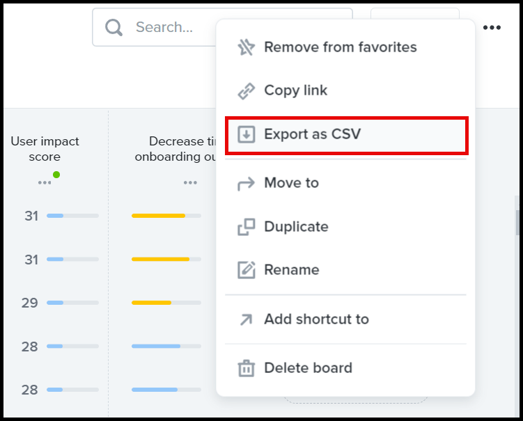 Exporting your features into a CSV – Productboard Support