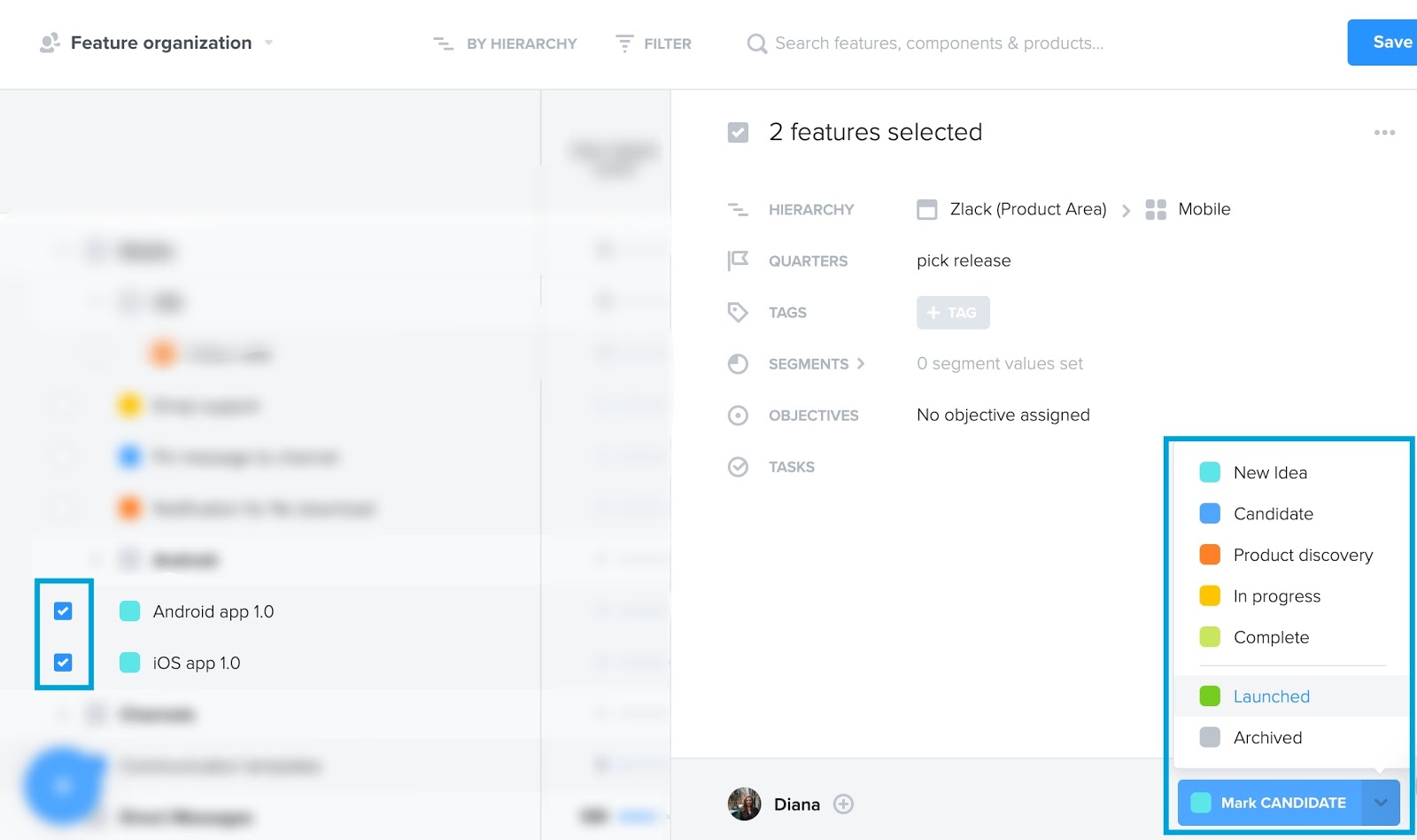 Import features from a spreadsheet – Productboard Support