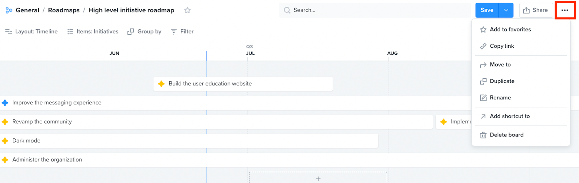 Timeline boards: Flexible time-based roadmaps – Productboard Support