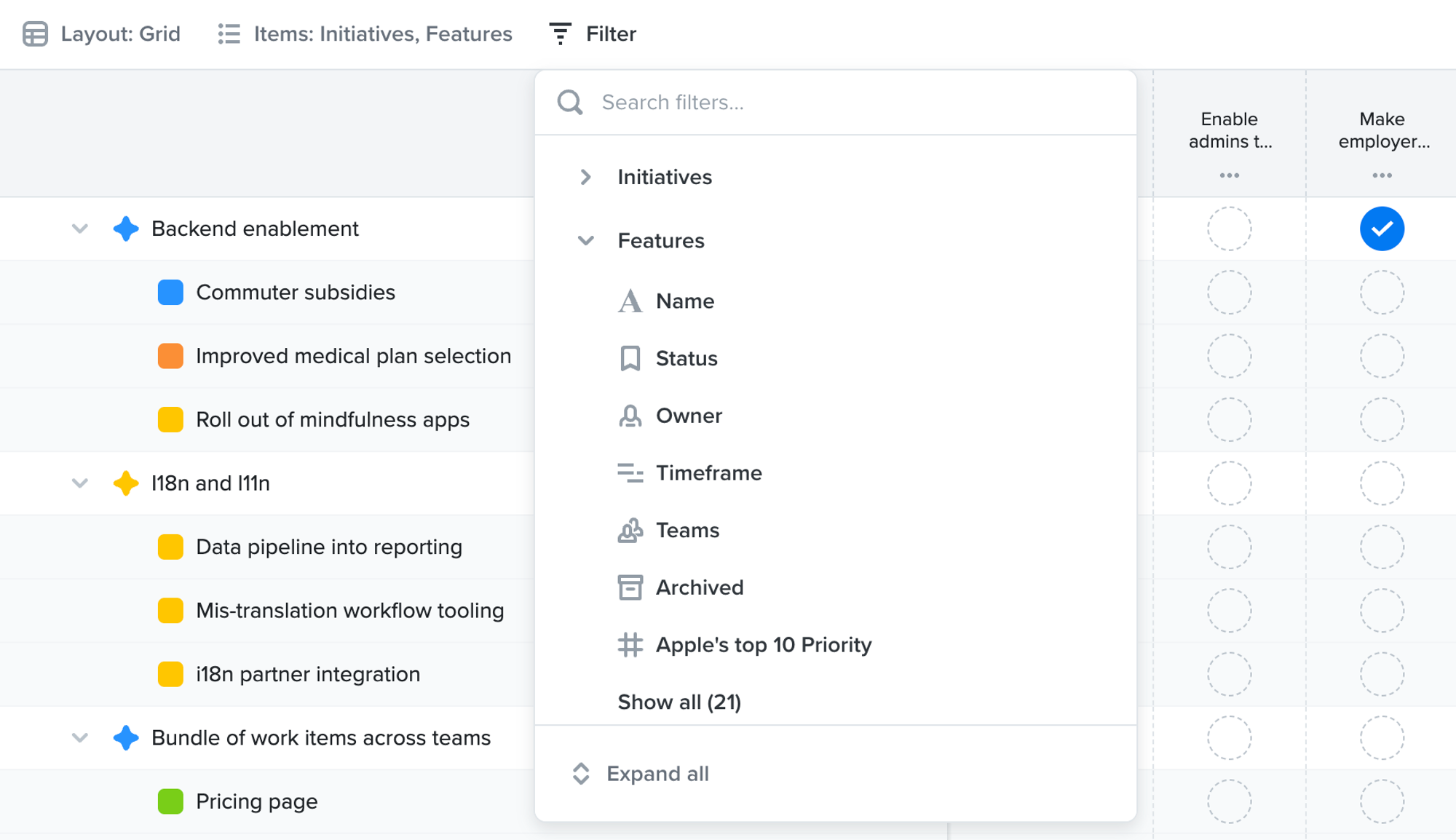 Grid boards: Planning and prioritization management – Productboard Support