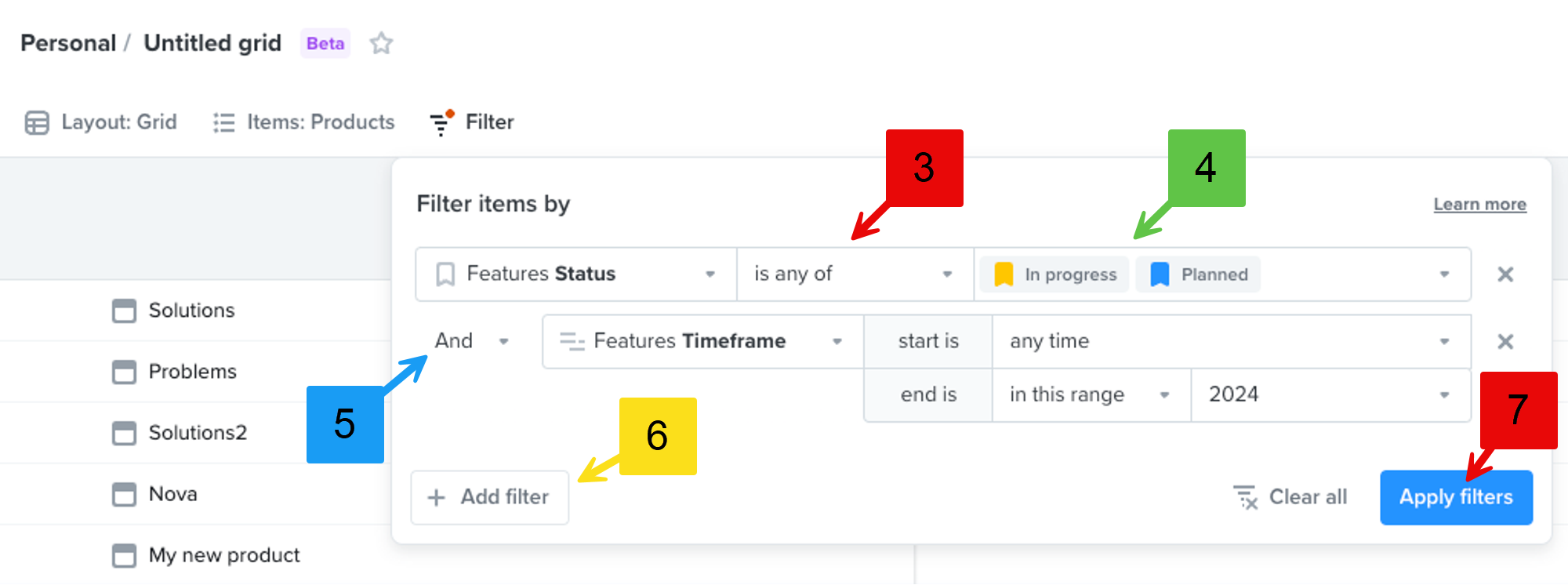 Advanced filters on New boards – Productboard Support