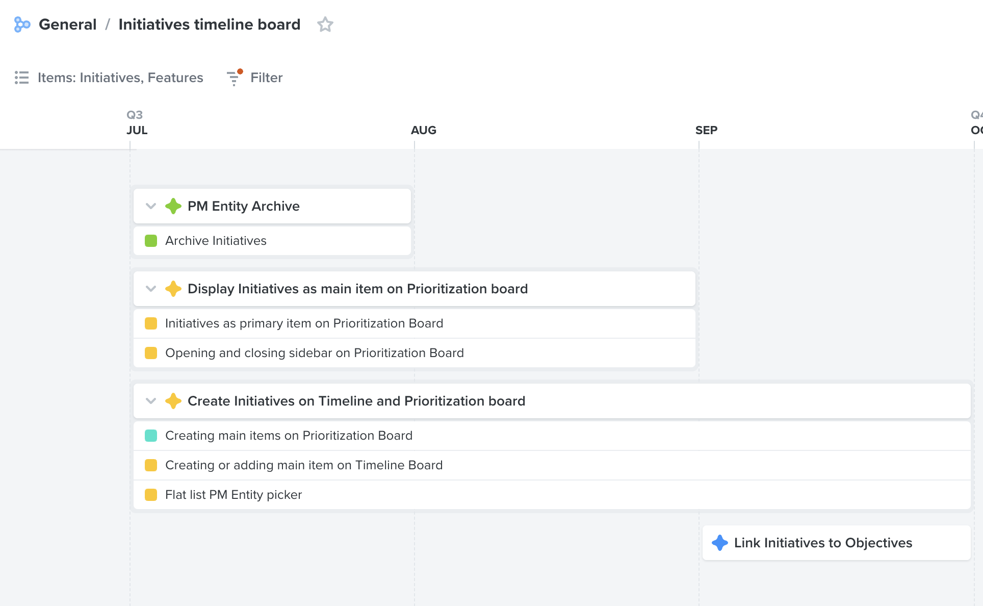 Initiative management in Productboard – Productboard Support