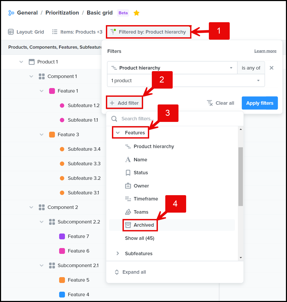 How can I archive features? – Productboard Support
