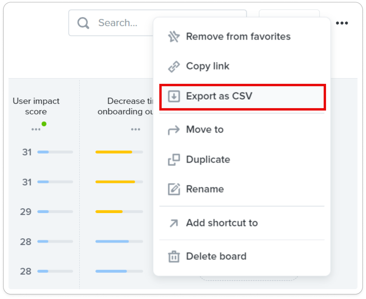 Exporting your features into a CSV – Productboard Support