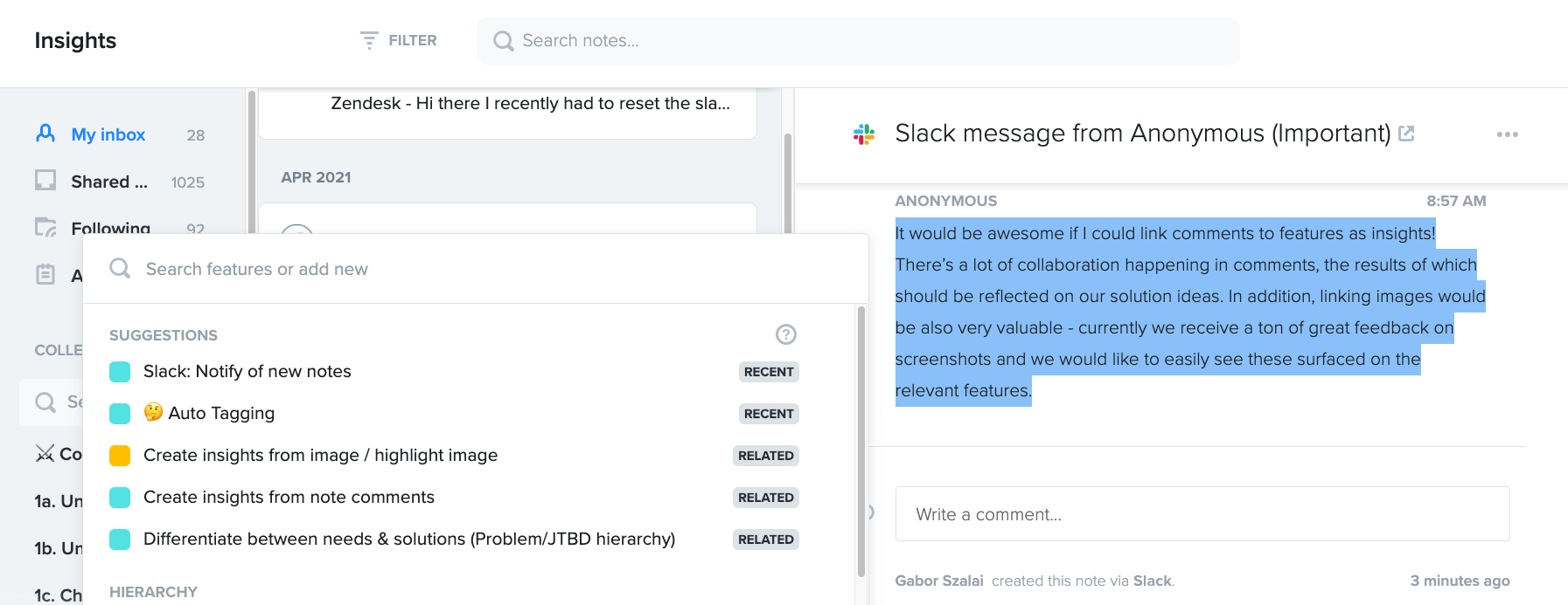 Link user feedback to related feature ideas using insights ...
