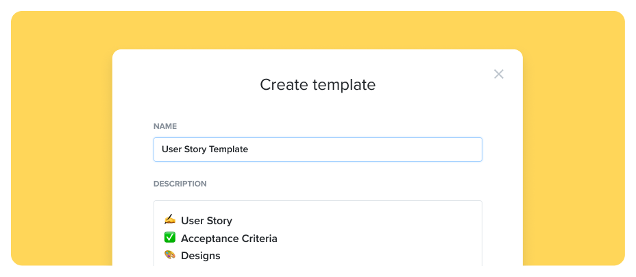 Create templates in description fields – Productboard Support
