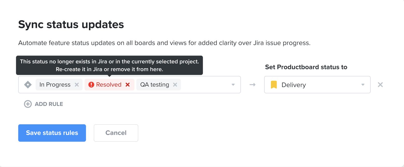 Automatically update a Productboard feature status based on a Jira issue status – Productboard ...
