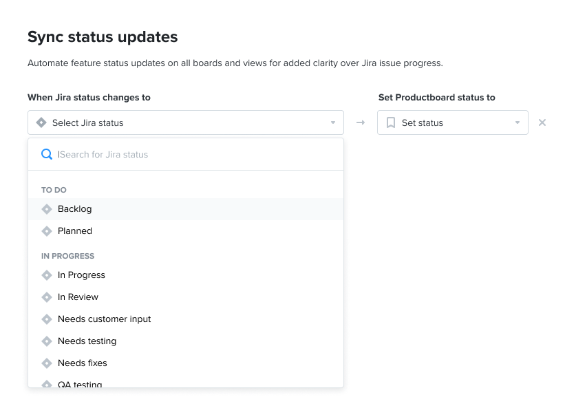 Automatically update a Productboard feature status based on a Jira ...